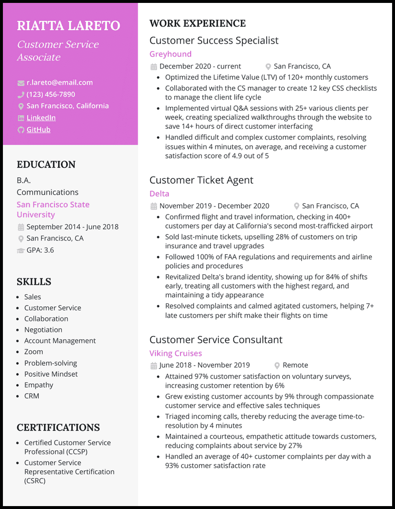 34 Customer Service Resume Examples for 2025