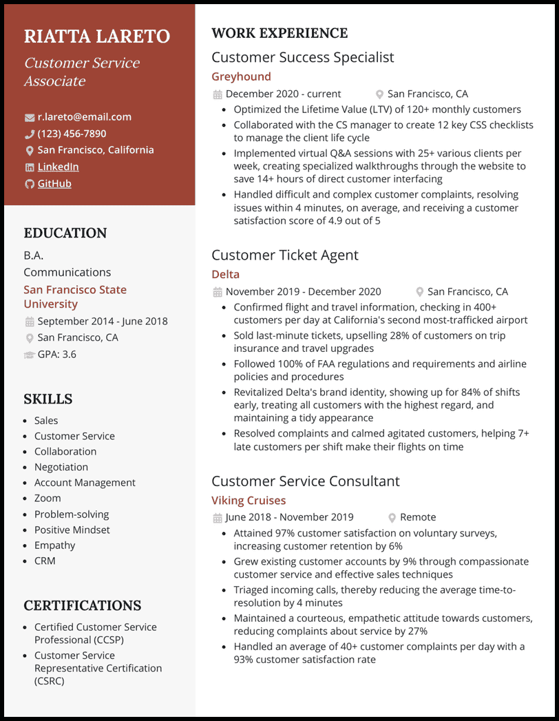 34 Customer Service Resume Examples for 2025