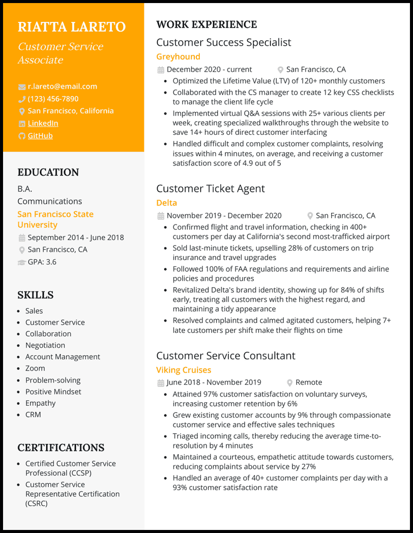 34 Customer Service Resume Examples for 2025