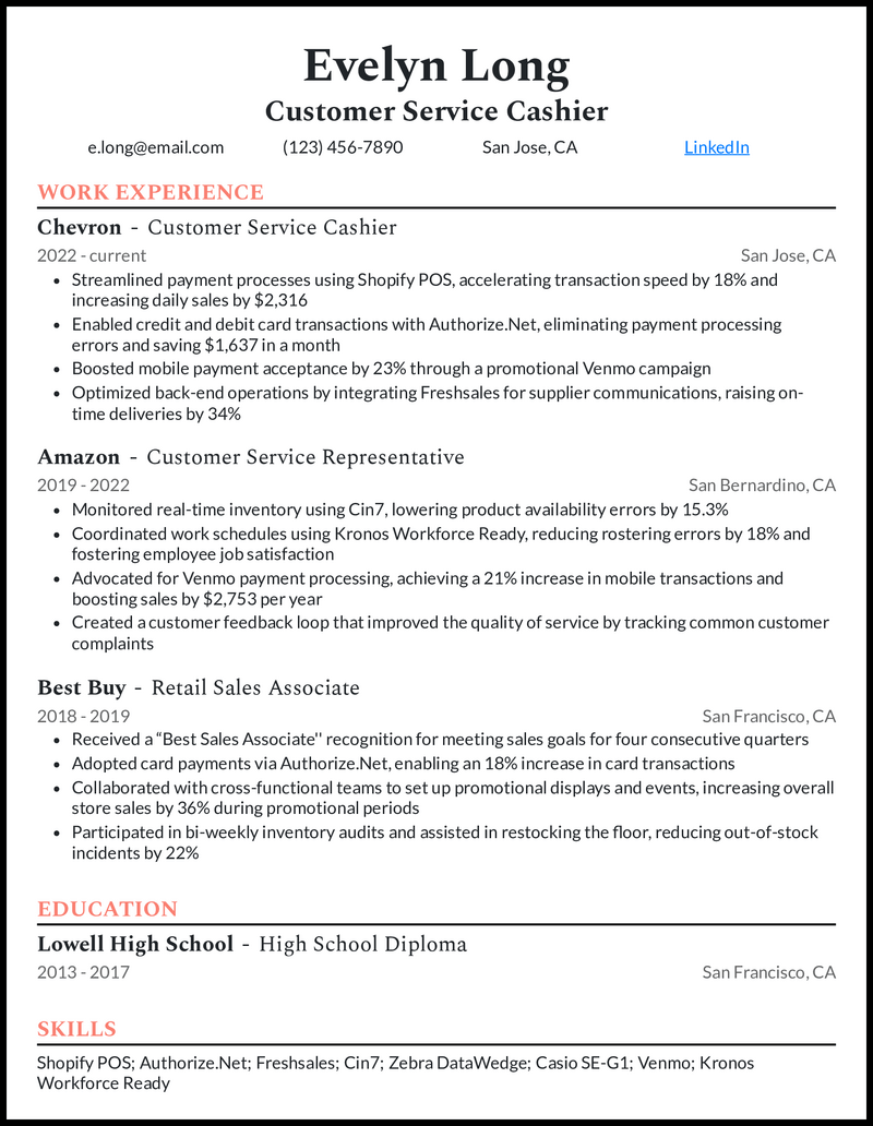 13 Cashier Resume Examples That Work in 2024