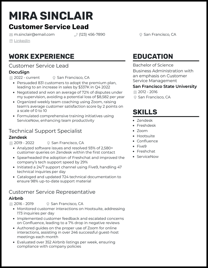 34 Customer Service Resume Examples for 2025