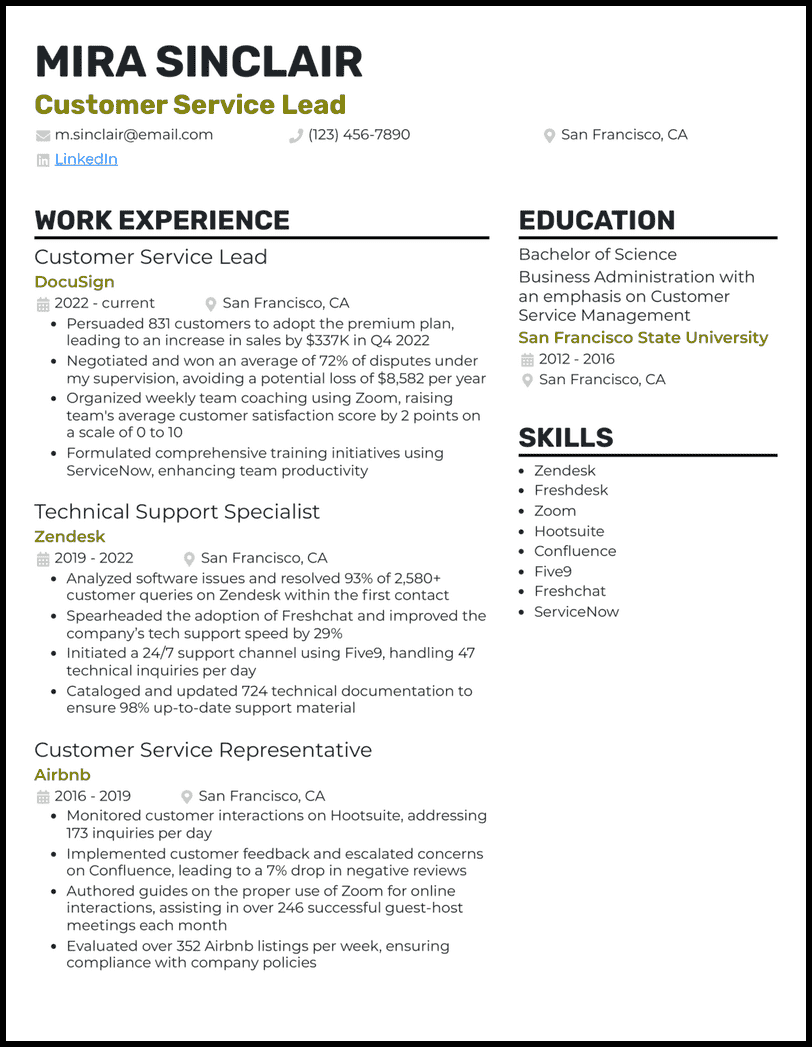 34 Customer Service Resume Examples for 2025