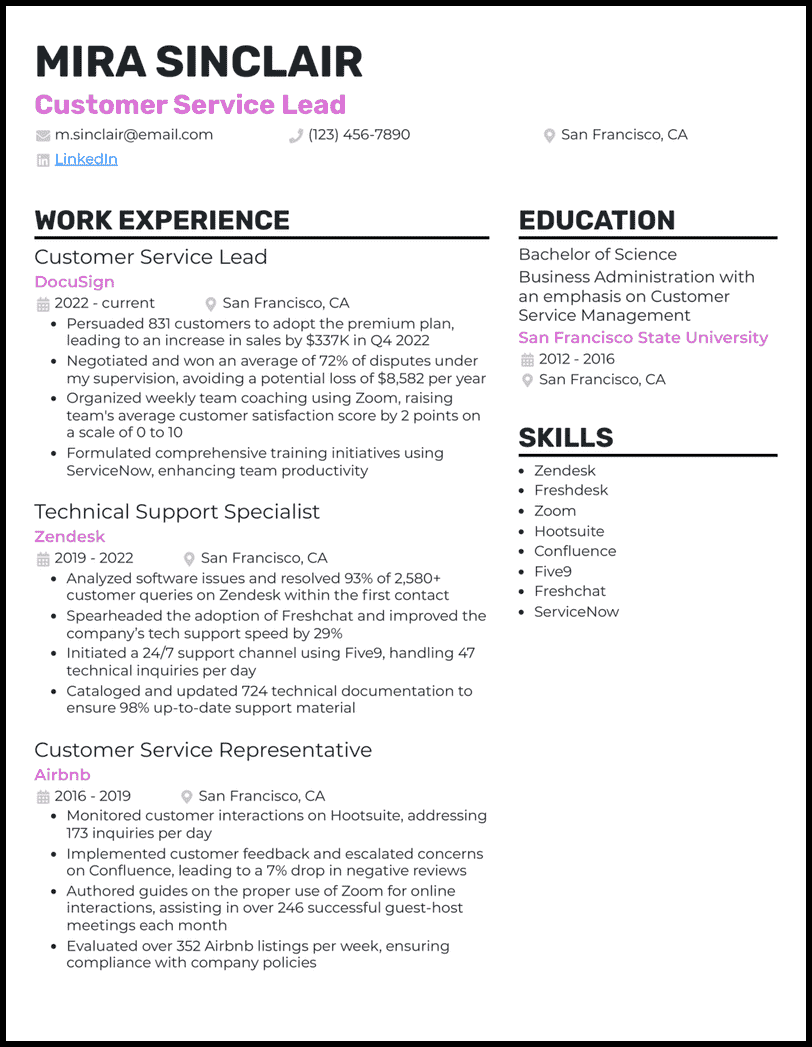 34 Customer Service Resume Examples for 2026