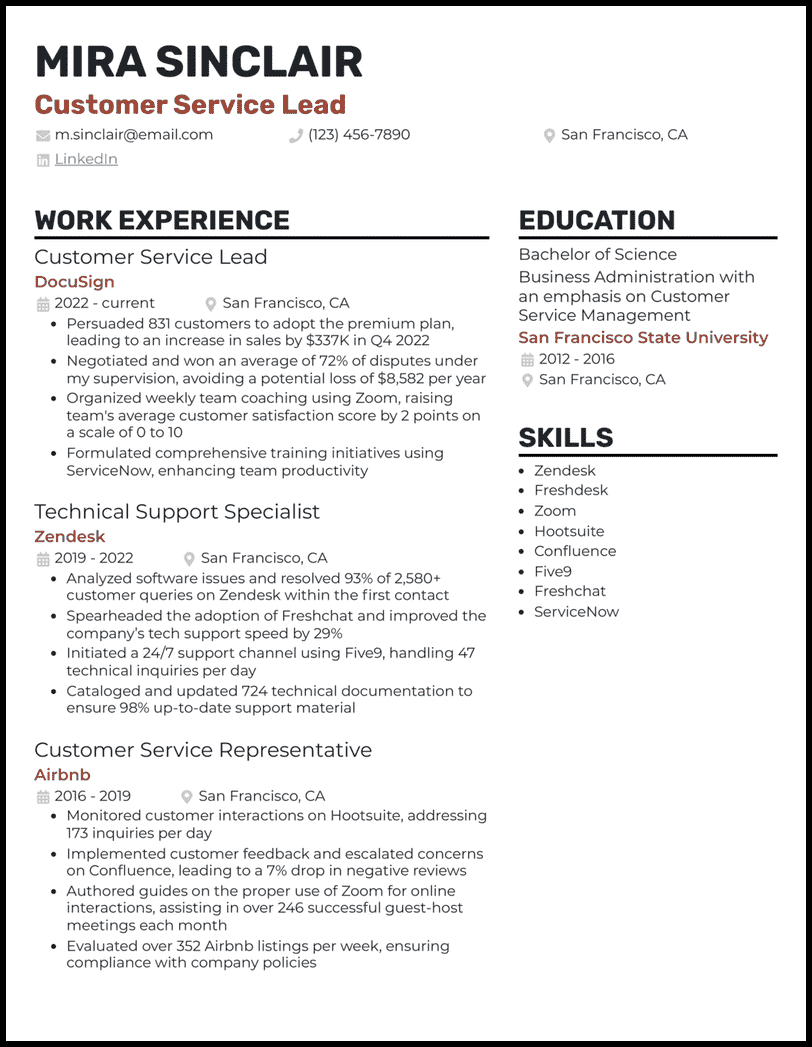 34 Customer Service Resume Examples for 2025