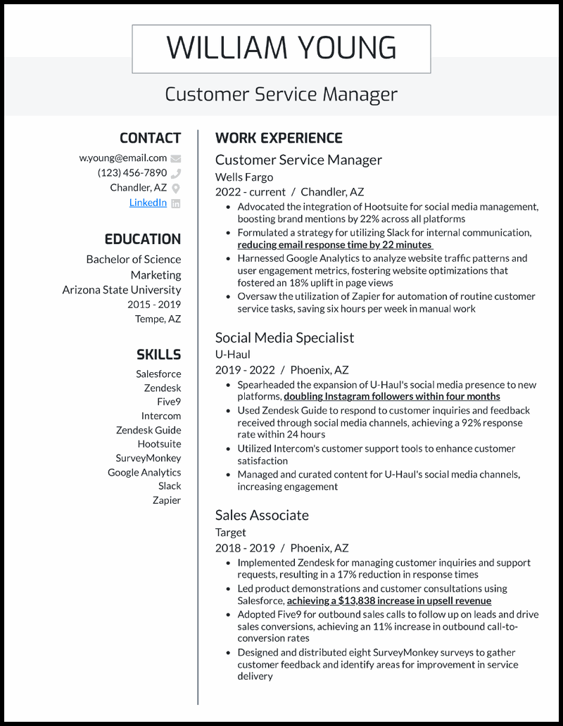 5 Customer Service Manager Resume Examples for 2025