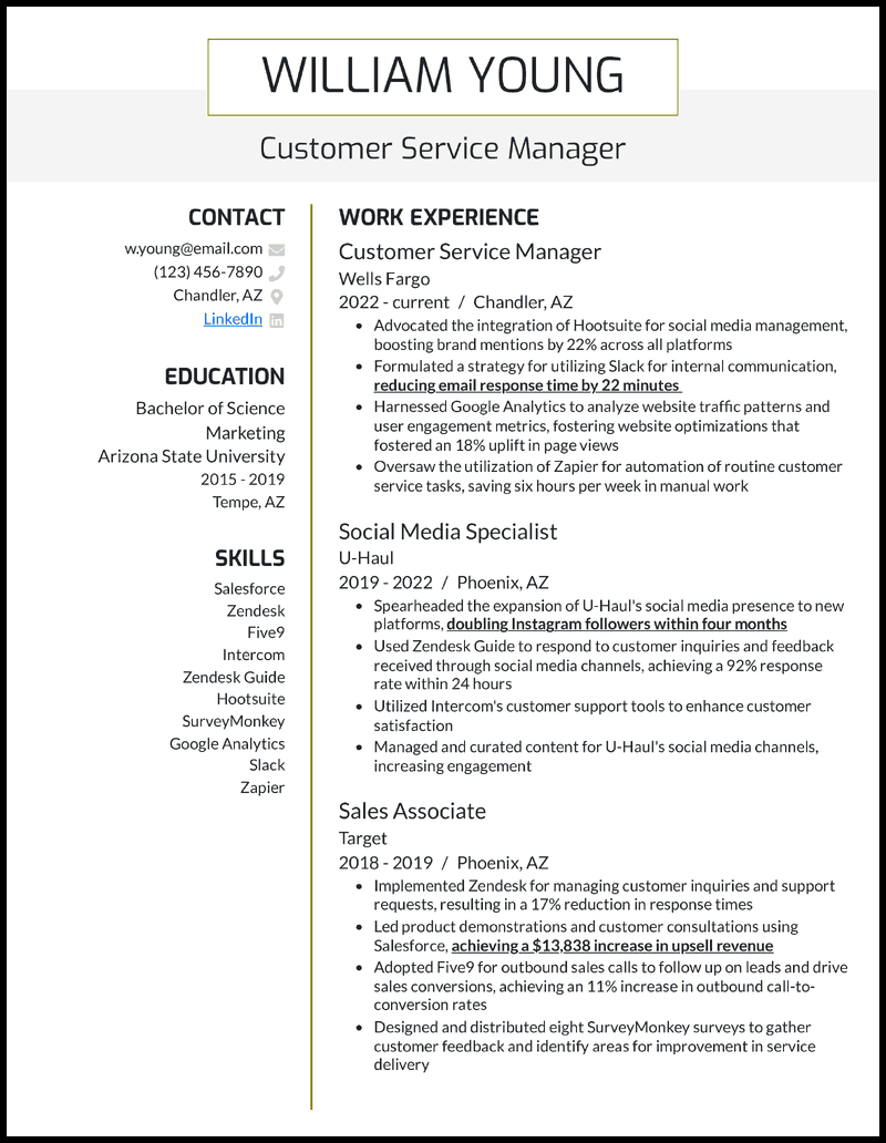 5 Customer Service Manager Resume Examples for 2025