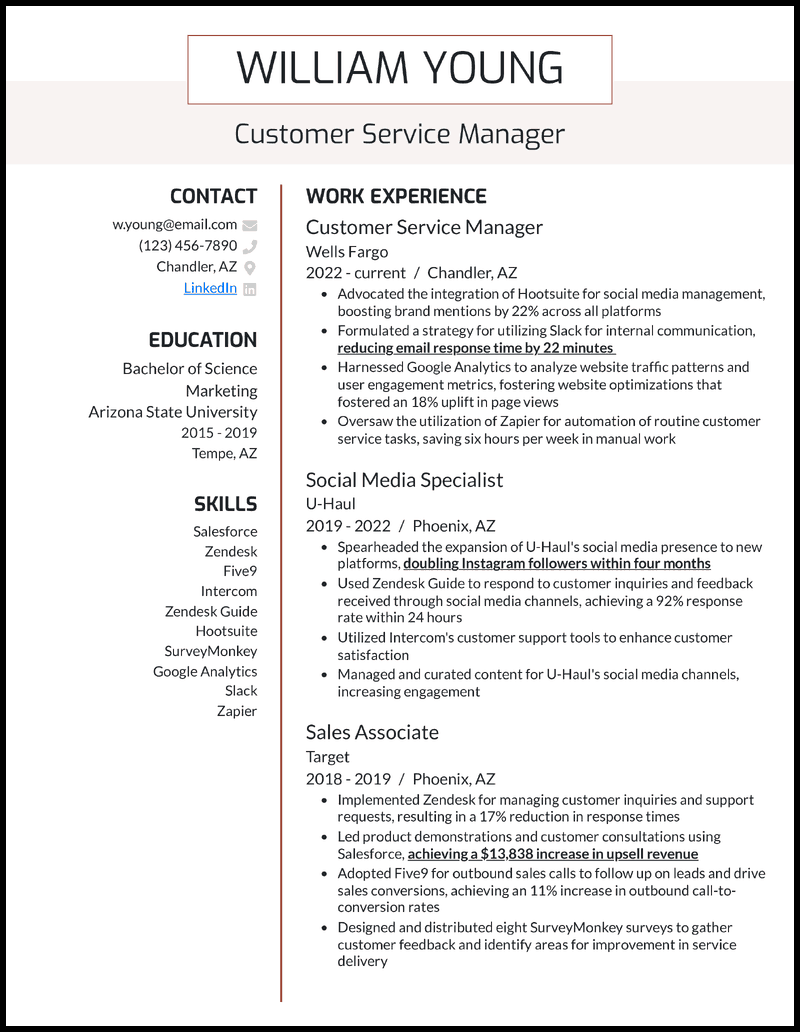 5 Customer Service Manager Resume Examples for 2025