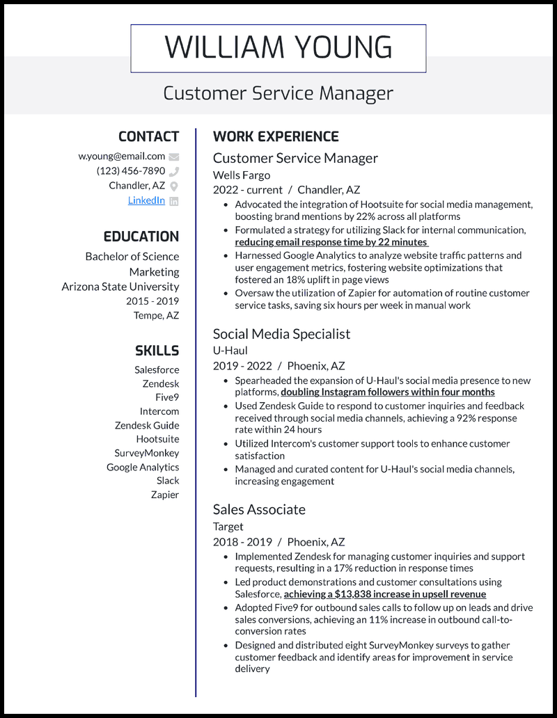 5 Customer Service Manager Resume Examples for 2026