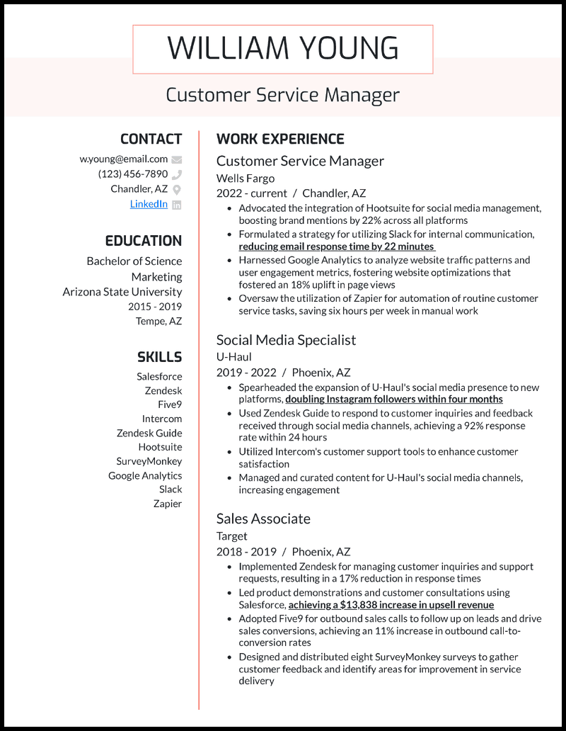 5 Customer Service Manager Resume Examples for 2025