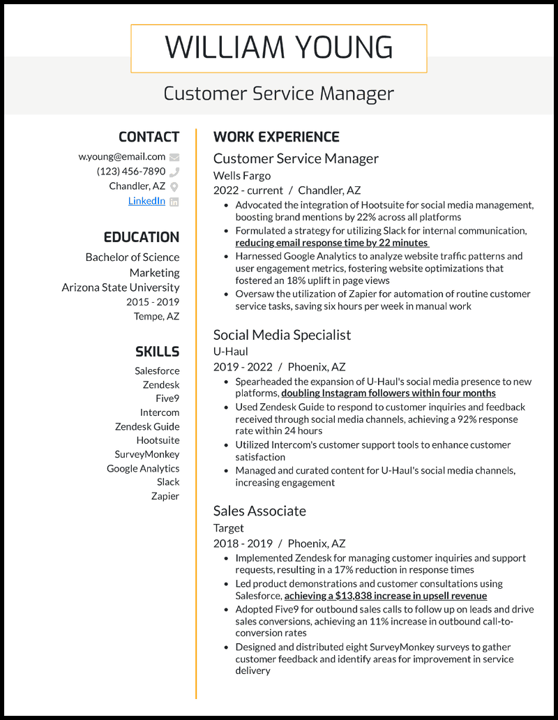 5 Customer Service Manager Resume Examples for 2025