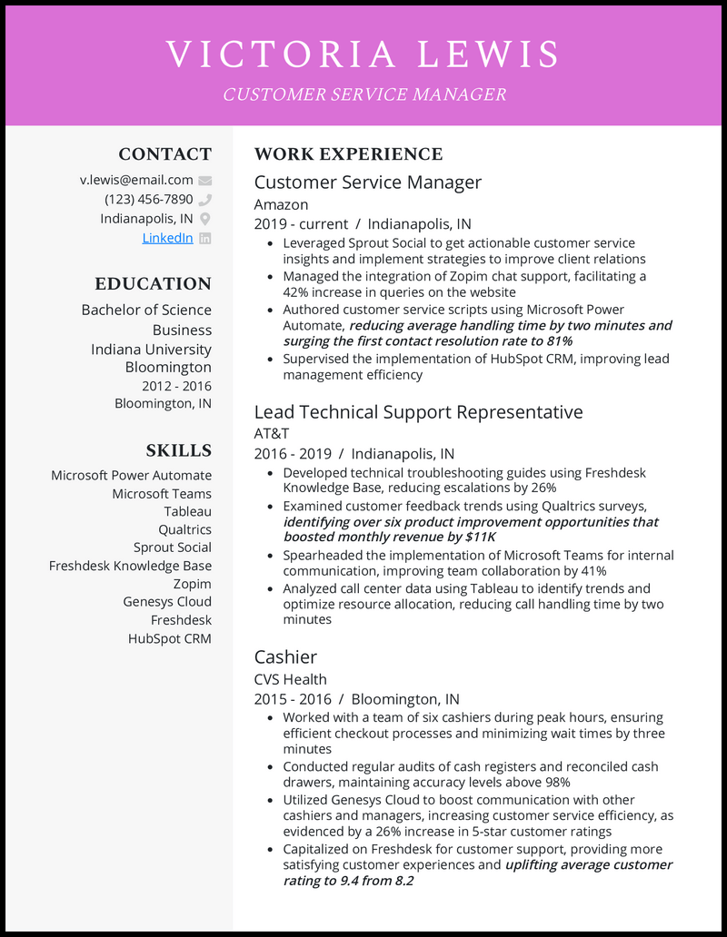 5 Customer Service Manager Resume Examples for 2025