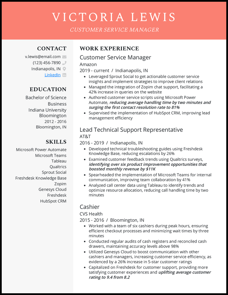 5 Customer Service Manager Resume Examples for 2025
