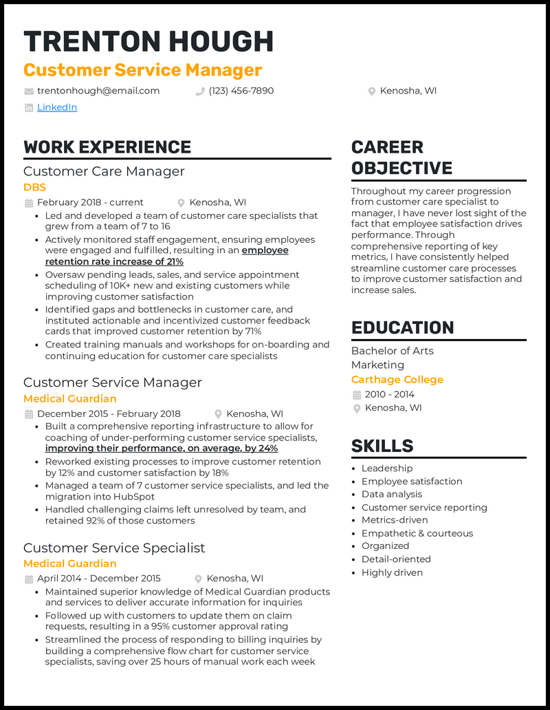5 Customer Service Manager Resume Examples for 2026