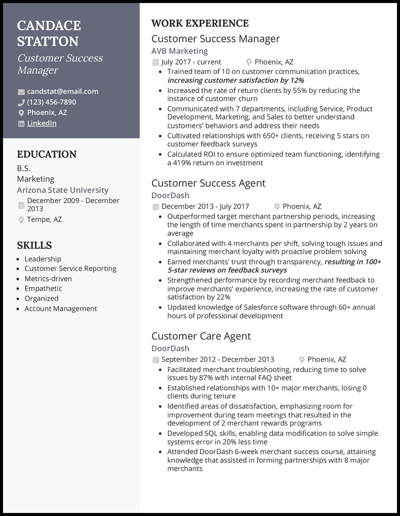 3 Customer Success Manager Resume Examples for 2024