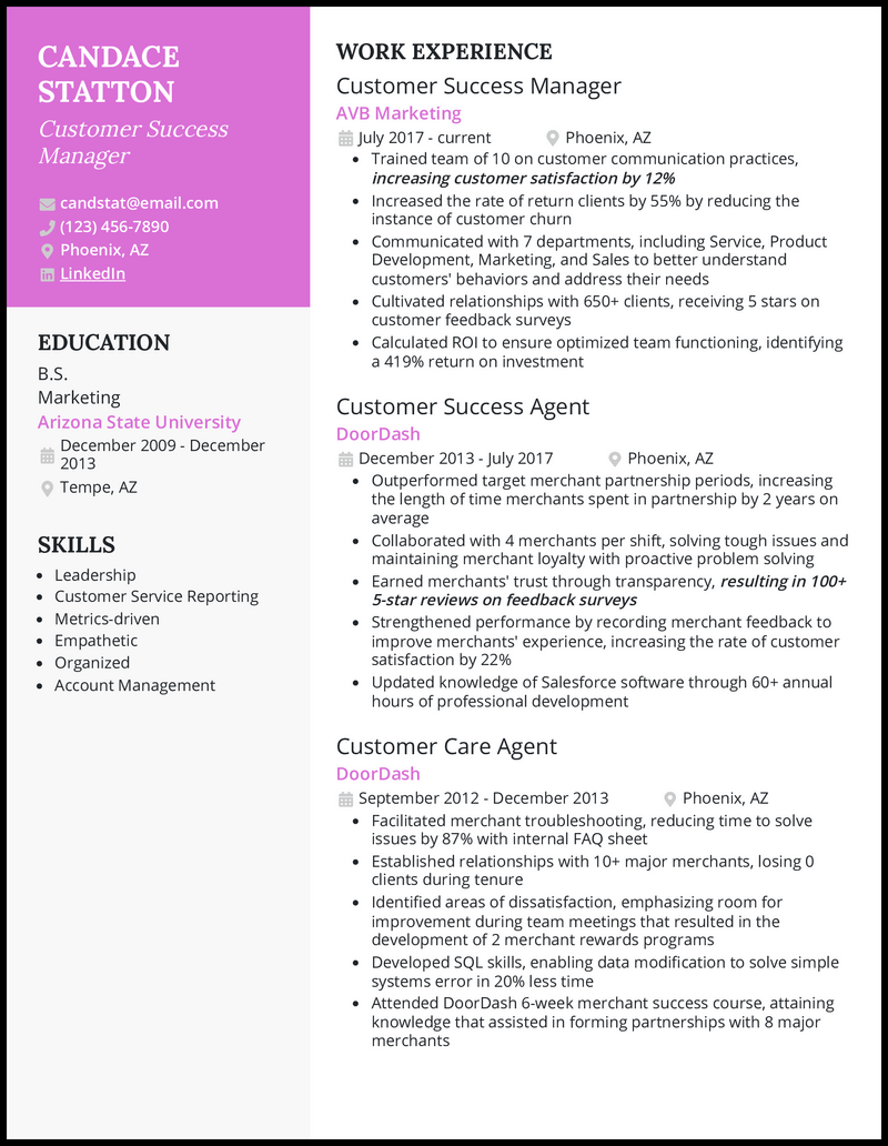 3 Customer Success Manager Resume Examples for 2024