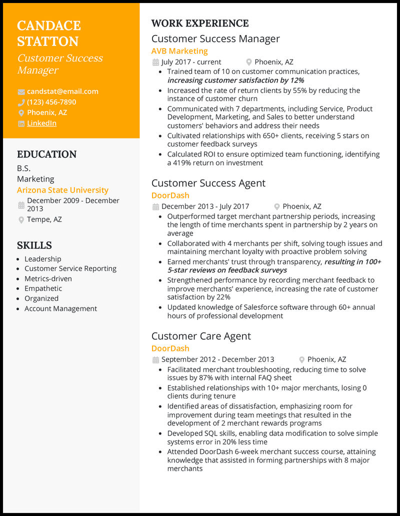 3 Customer Success Manager Resume Examples for 2024