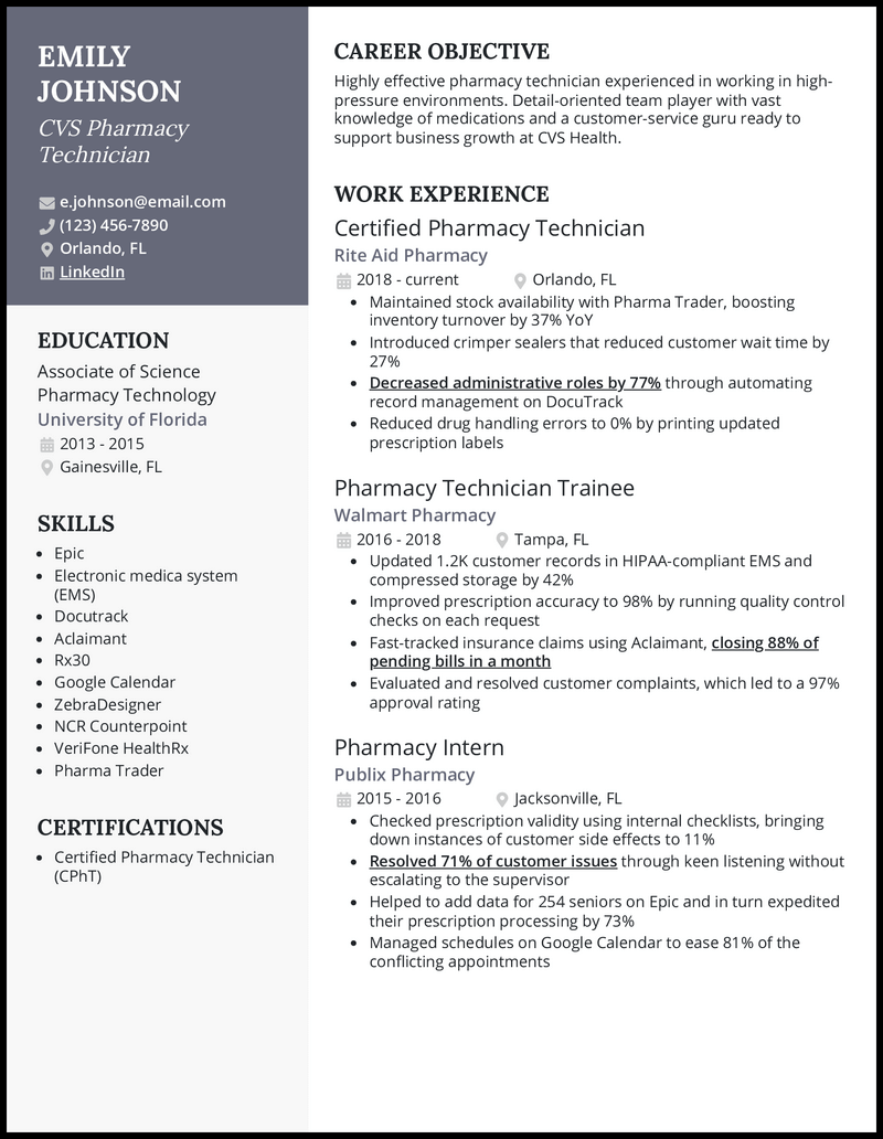 15 Pharmacy Technician Resume Examples for 2025
