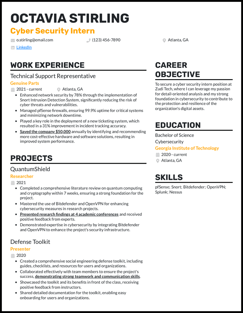 15 Cyber Security Resume Examples [& Templates]