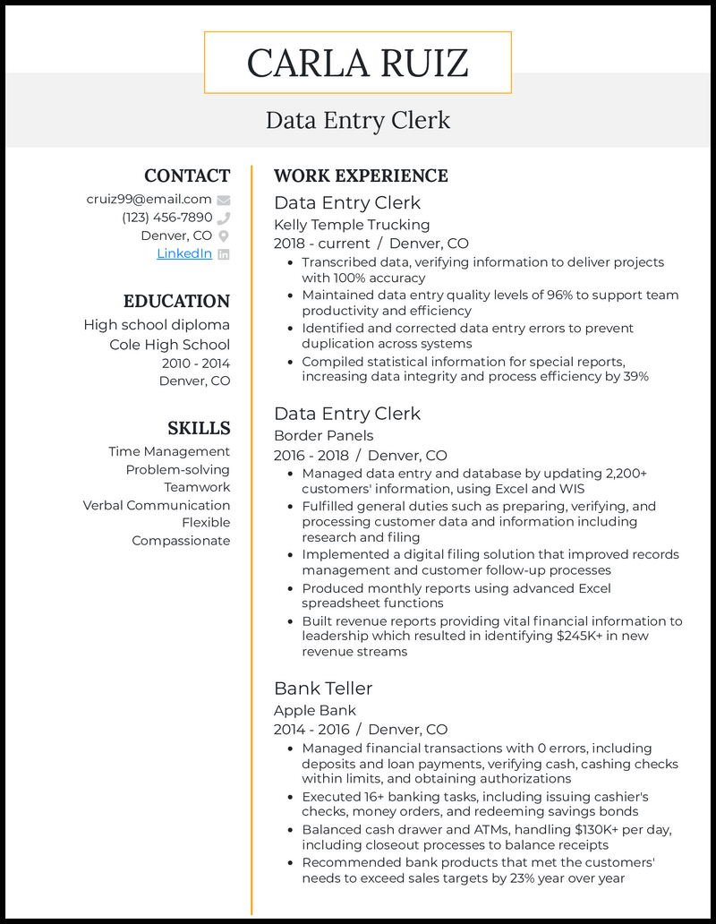 15 Data Entry Resume Examples That Worked in 2024