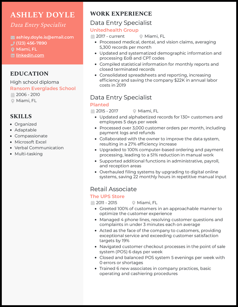 15 Data Entry Resume Examples That Worked in 2024