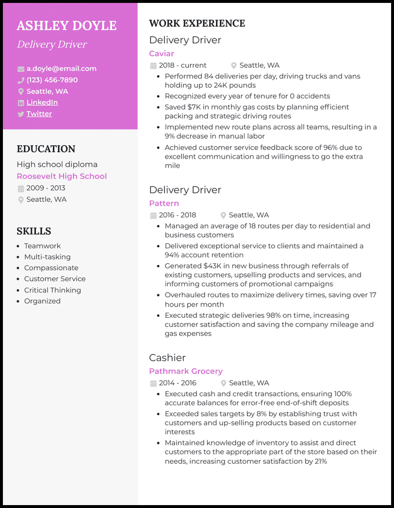 9 Delivery Driver Resume Examples That Work in 2025