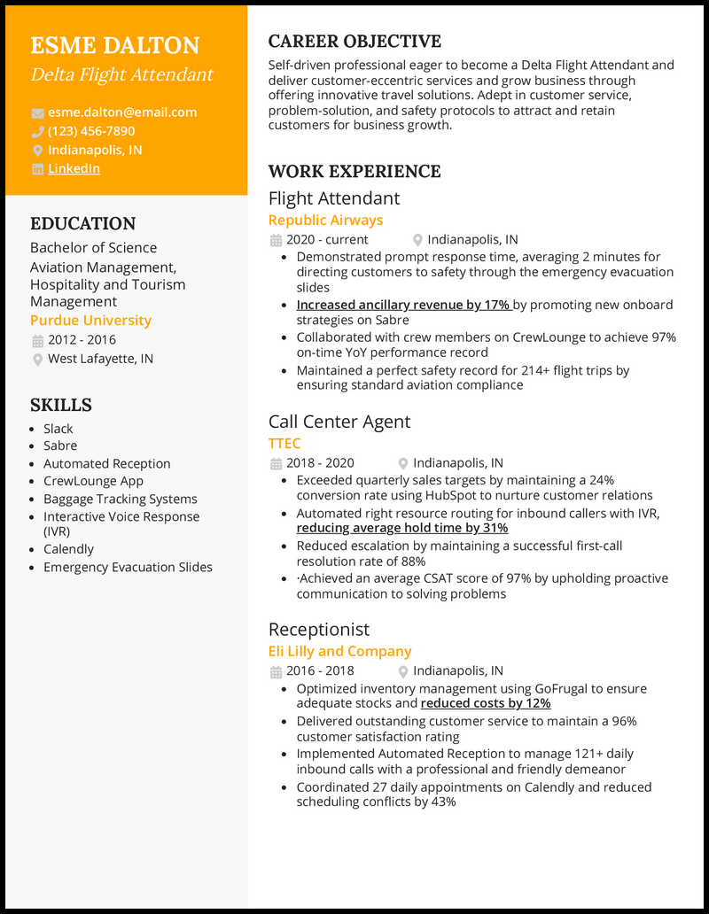 7 Best Flight Attendant Resume Examples For 2024 – OMIPW