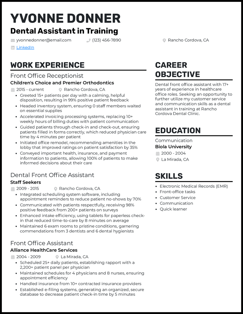 17 Dental Assistant Resume Examples That Work in 2024