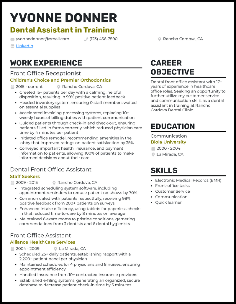 17 Dental Assistant Resume Examples That Work in 2024