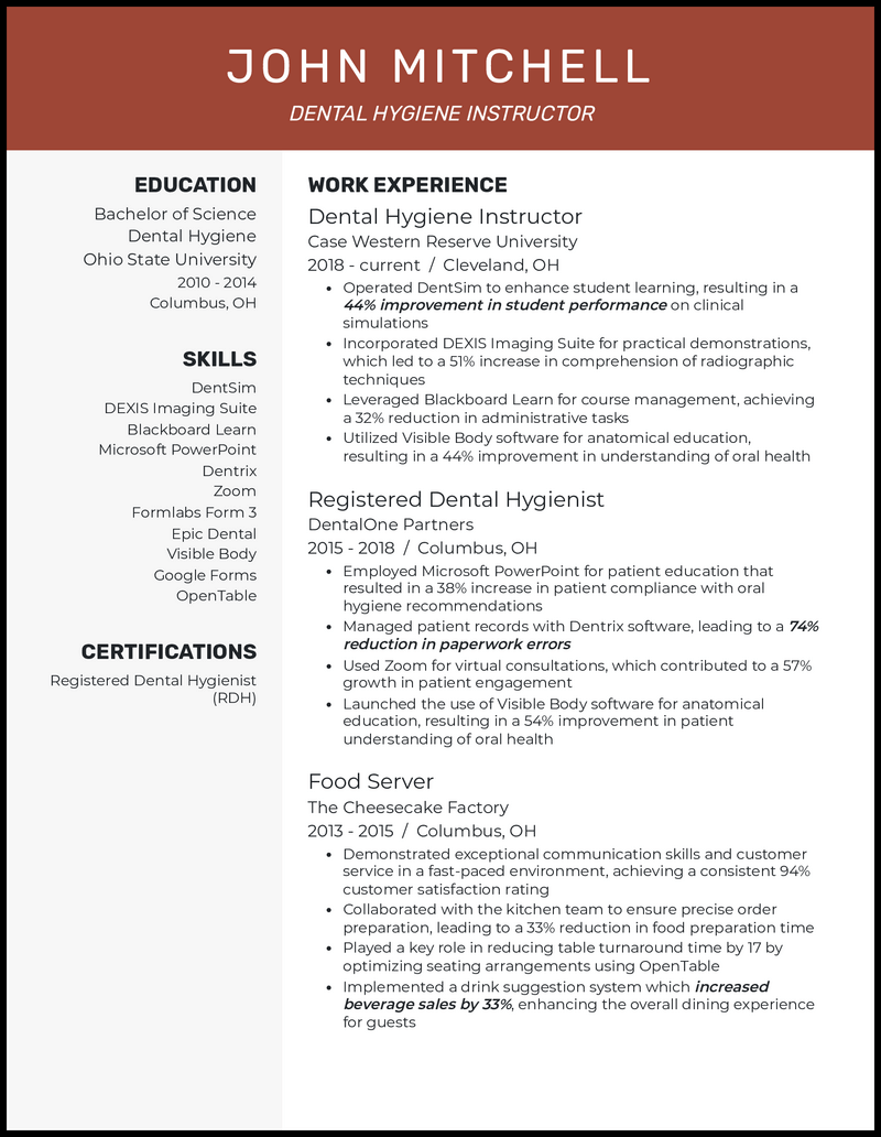 7 Dental Hygienist Resume Examples [& Templates]