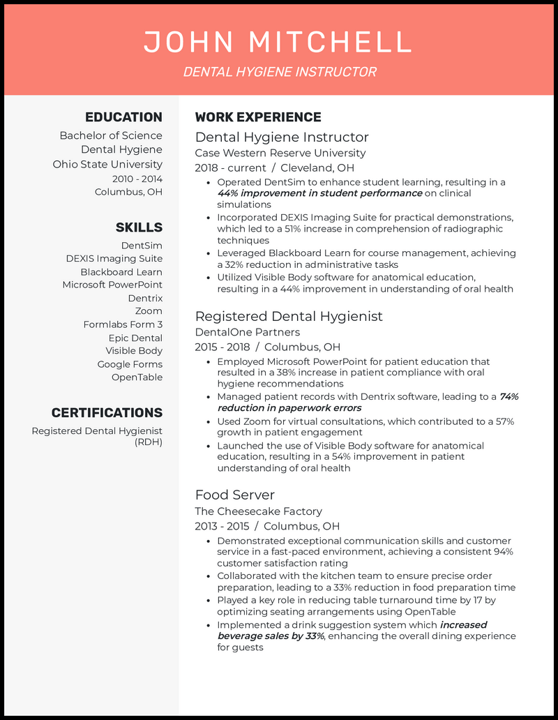 7 Dental Hygienist Resume Examples [& Templates]