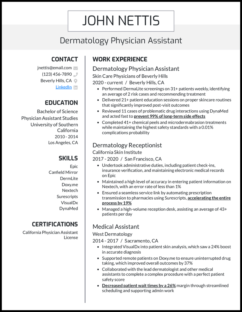 5 Physician Assistant (PA) Resume Examples [& Templates]