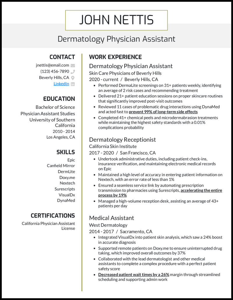 5 Physician Assistant (PA) Resume Examples [& Templates]