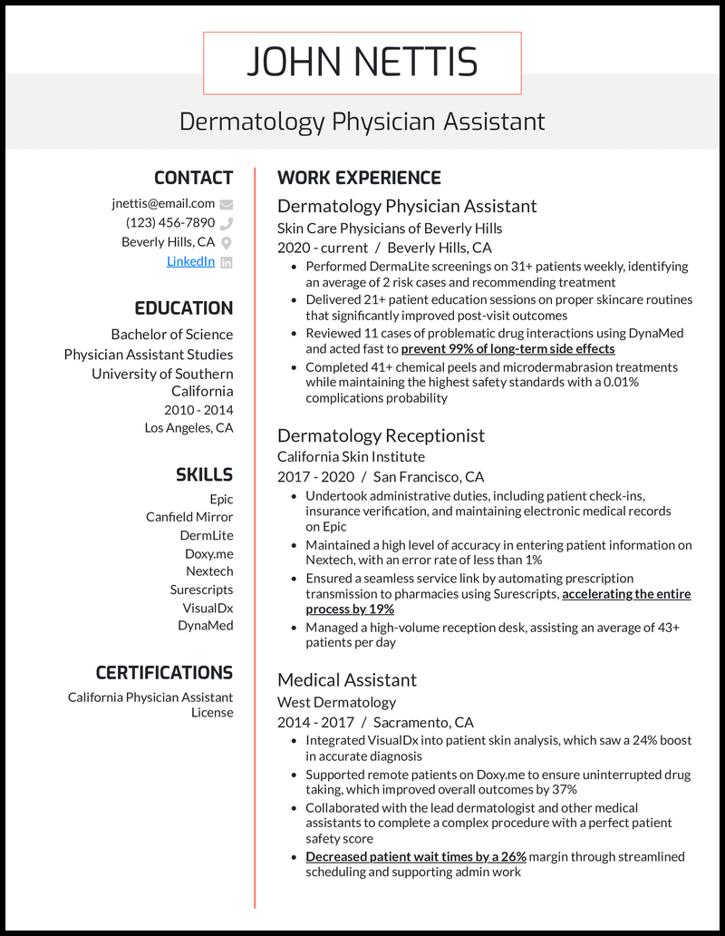 5 Physician Assistant (PA) Resume Examples [& Templates]