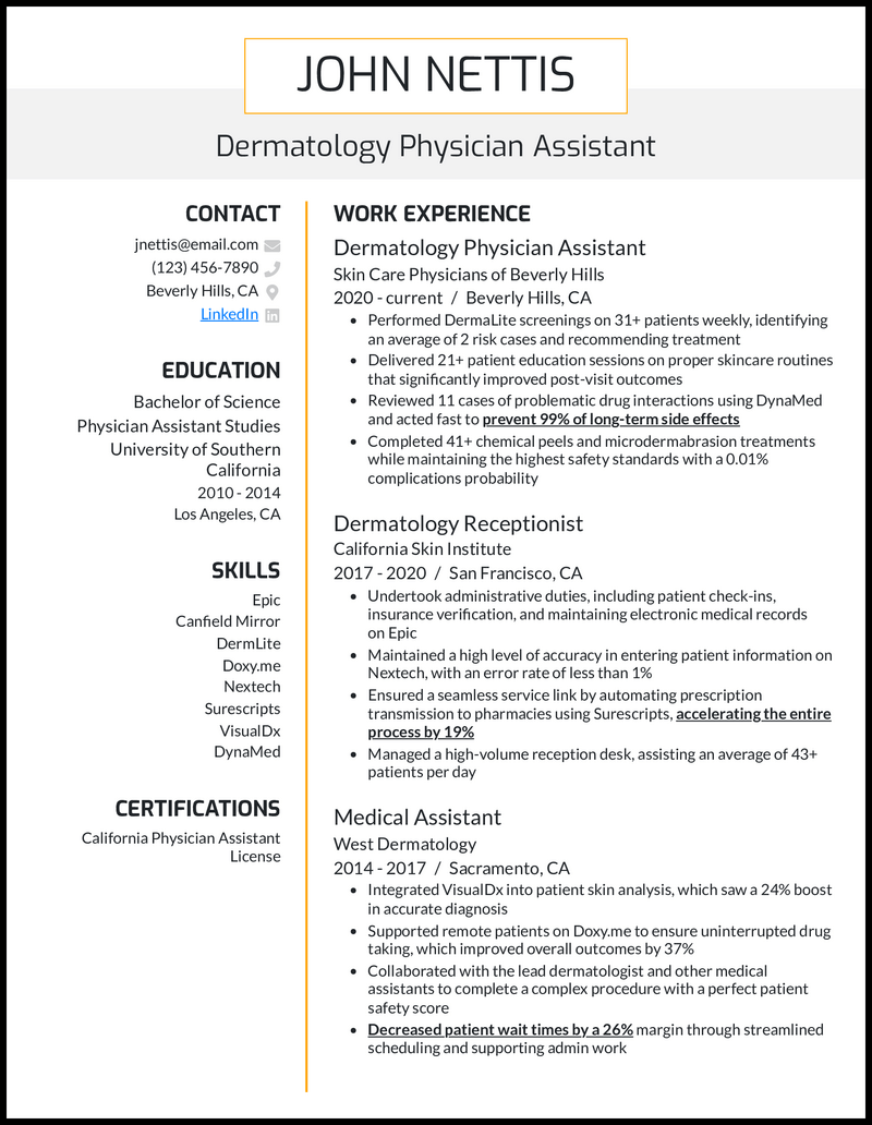 5 Physician Assistant (PA) Resume Examples [& Templates]