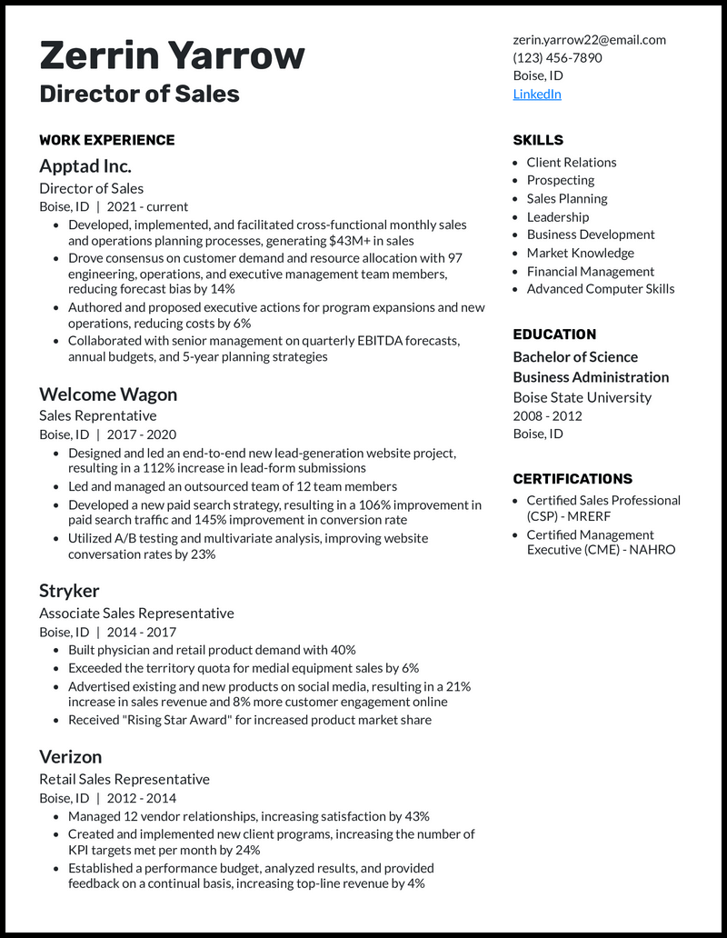 23 Sales Resume Examples That Landed Jobs in 2024