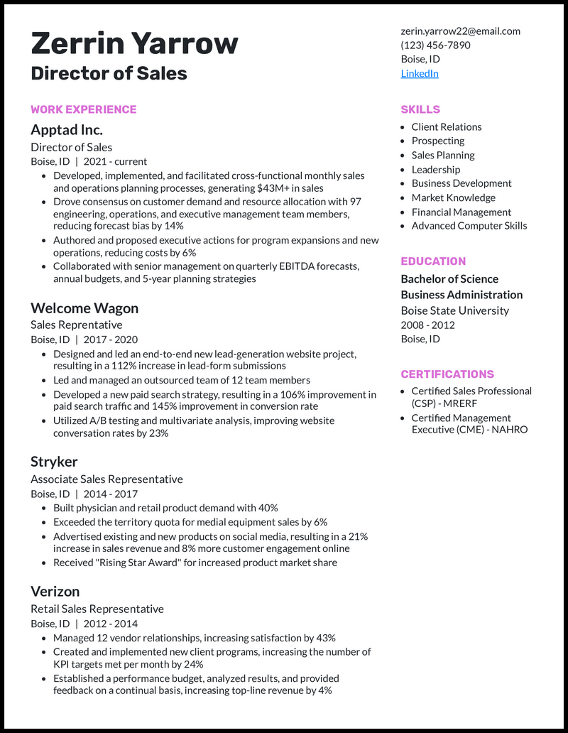 23 Sales Resume Examples That Landed Jobs in 2024