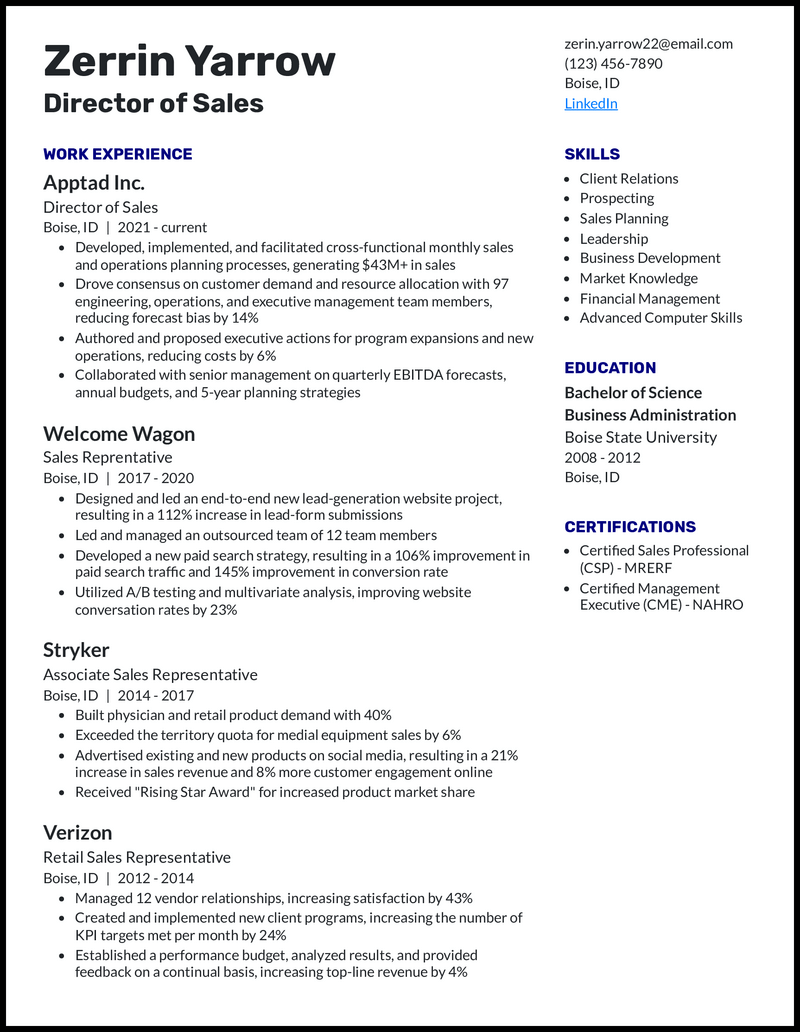 23 Sales Resume Examples That Landed Jobs in 2024