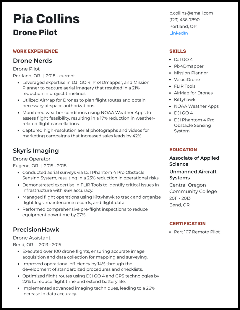 5 Pilot Resume Examples Ready for Takeoff in 2024