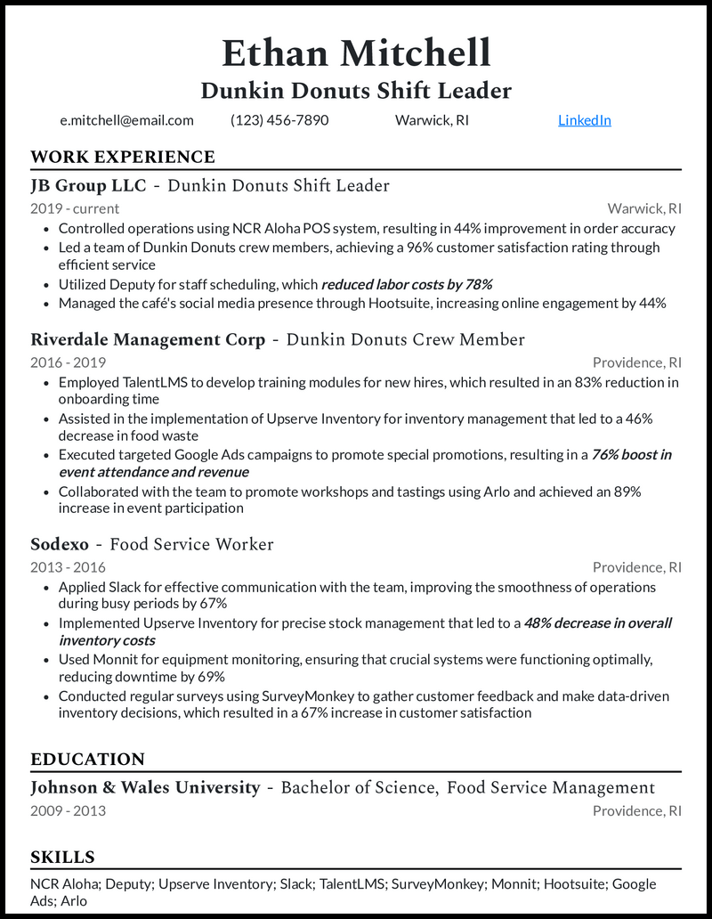 5 Shift Leader Resume Examples To Land The Job In 2025