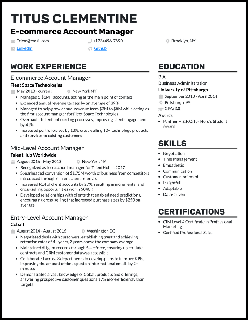 21 Account Manager Resume Examples That Work in 2024