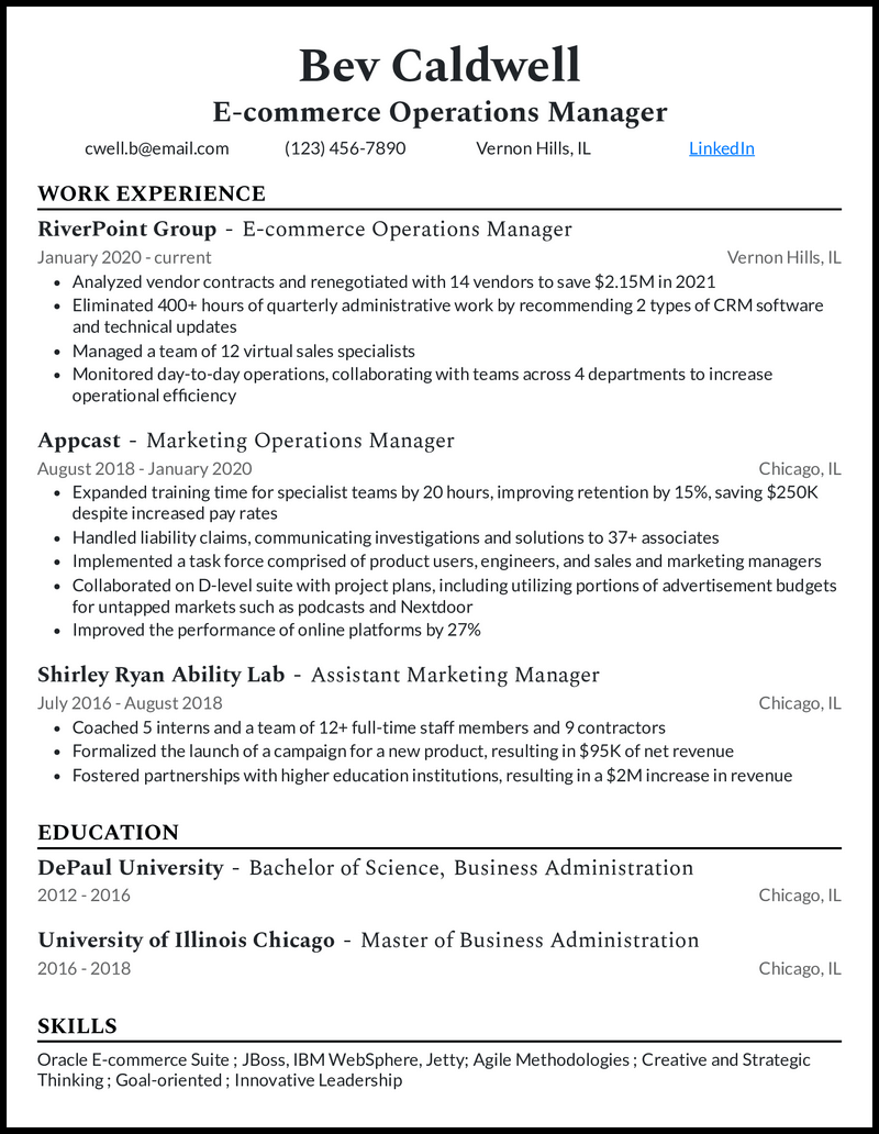23 Operations Manager Resume Examples That Work in 2024