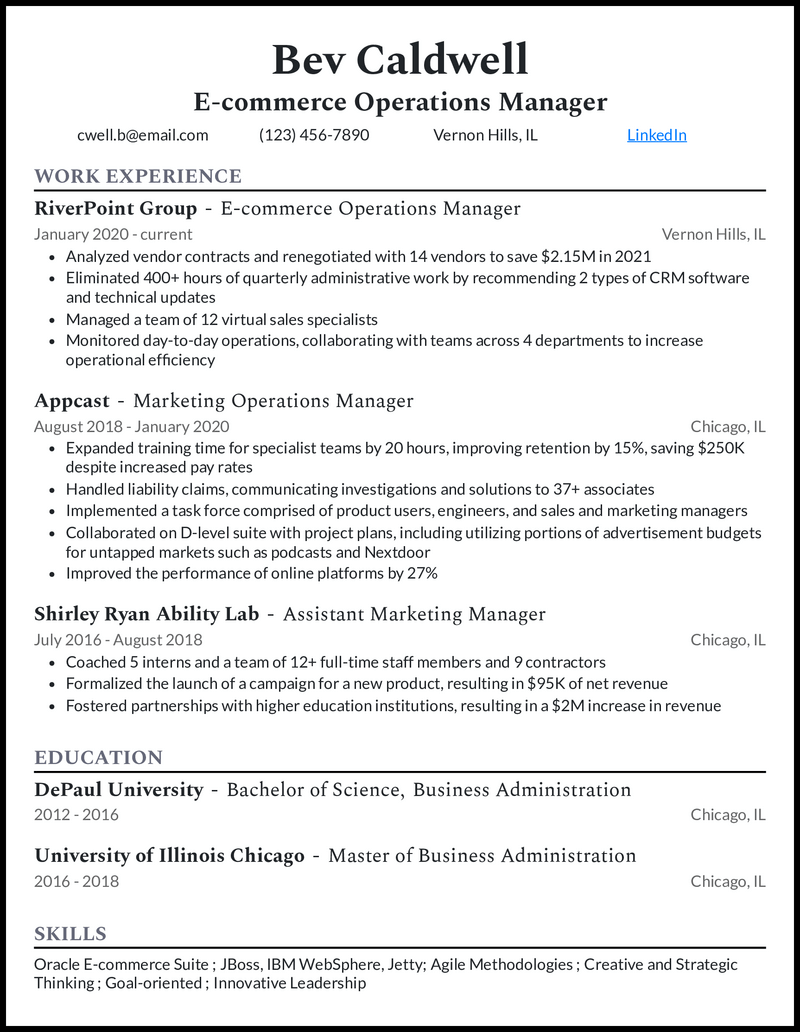 23 Operations Manager Resume Examples That Work in 2024