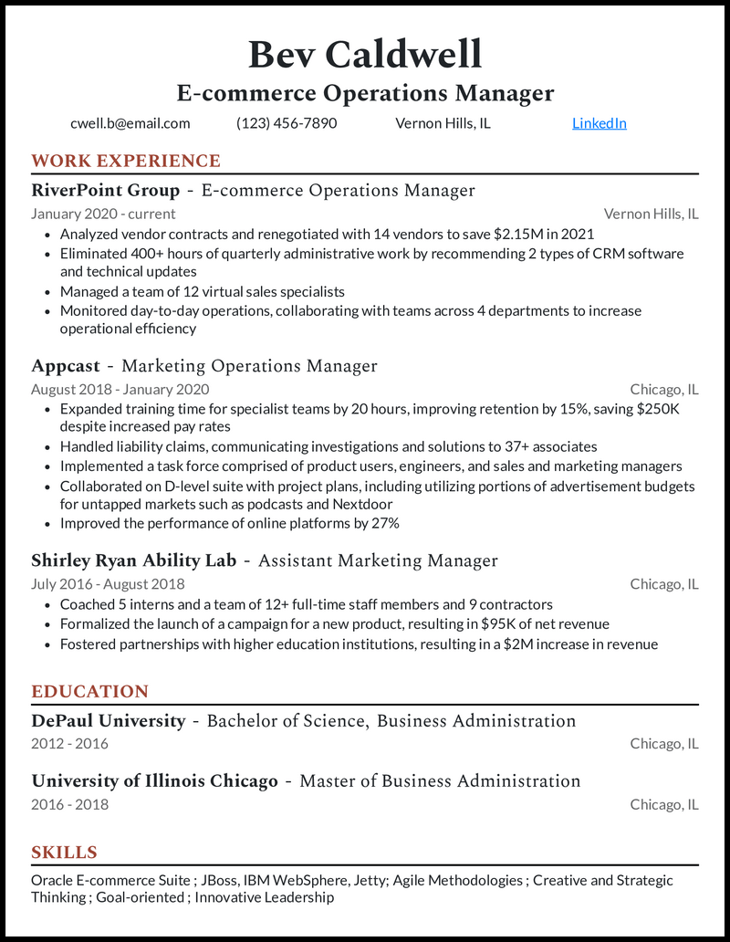 23 Operations Manager Resume Examples That Work in 2024