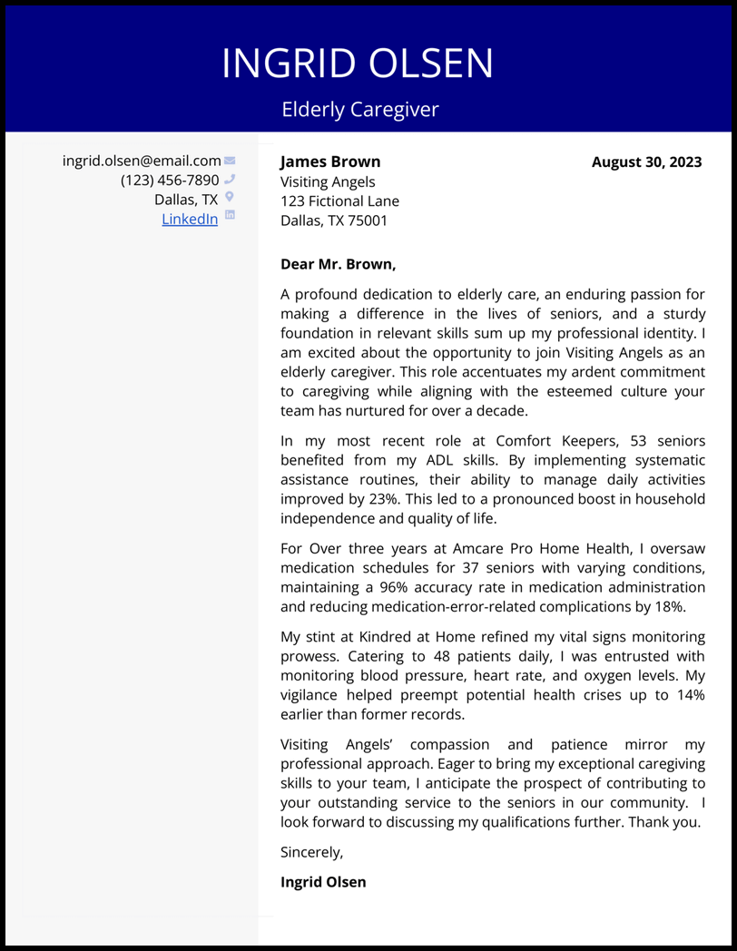 13 Caregiver Cover Letter Examples 13 Caregiver Cover Letter Examples