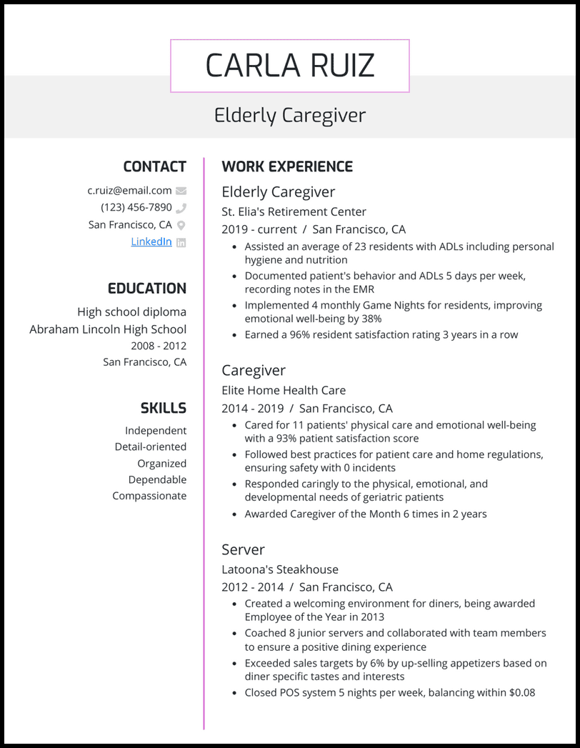 11 Caregiver Resume Examples Proven to Work in 2025