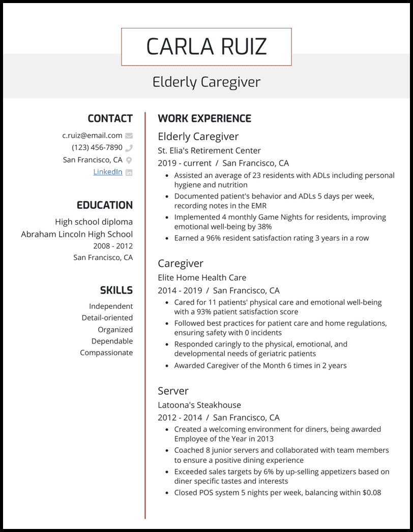 11 Caregiver Resume Examples Proven to Work in 2025