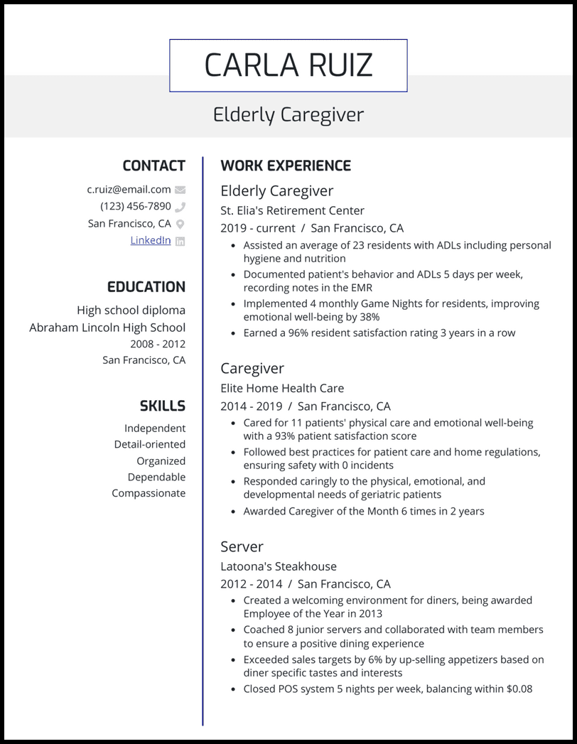 11 Caregiver Resume Examples Proven to Work in 2025