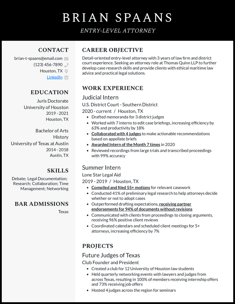 3 Entry-Level Attorney Resume Examples & Guide