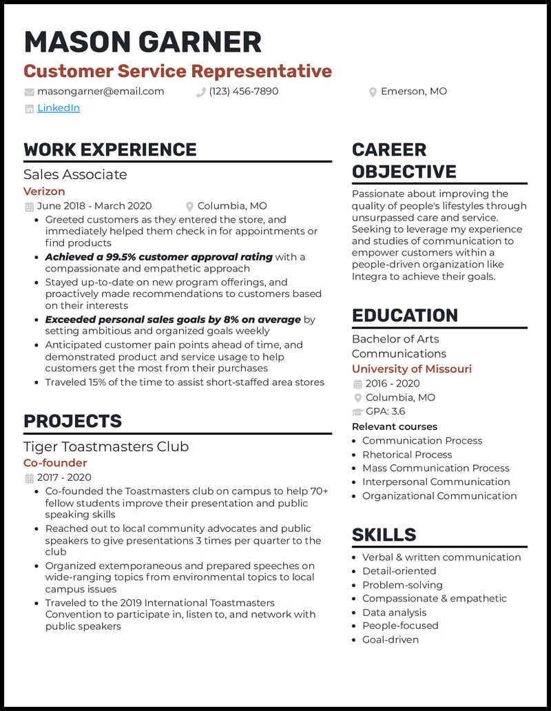 3 Entry-Level Customer Service Resume Examples