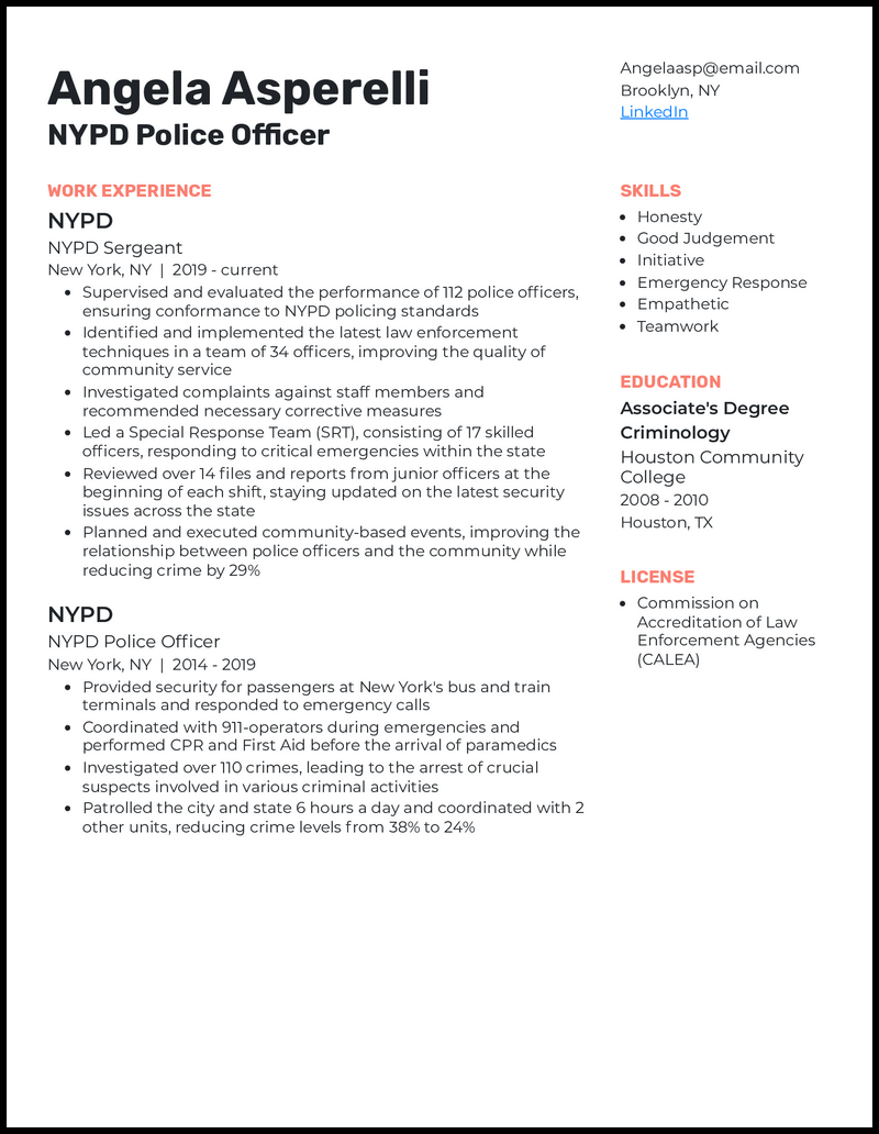 3 NYPD Police Officer Resume Examples That Work in 2025
